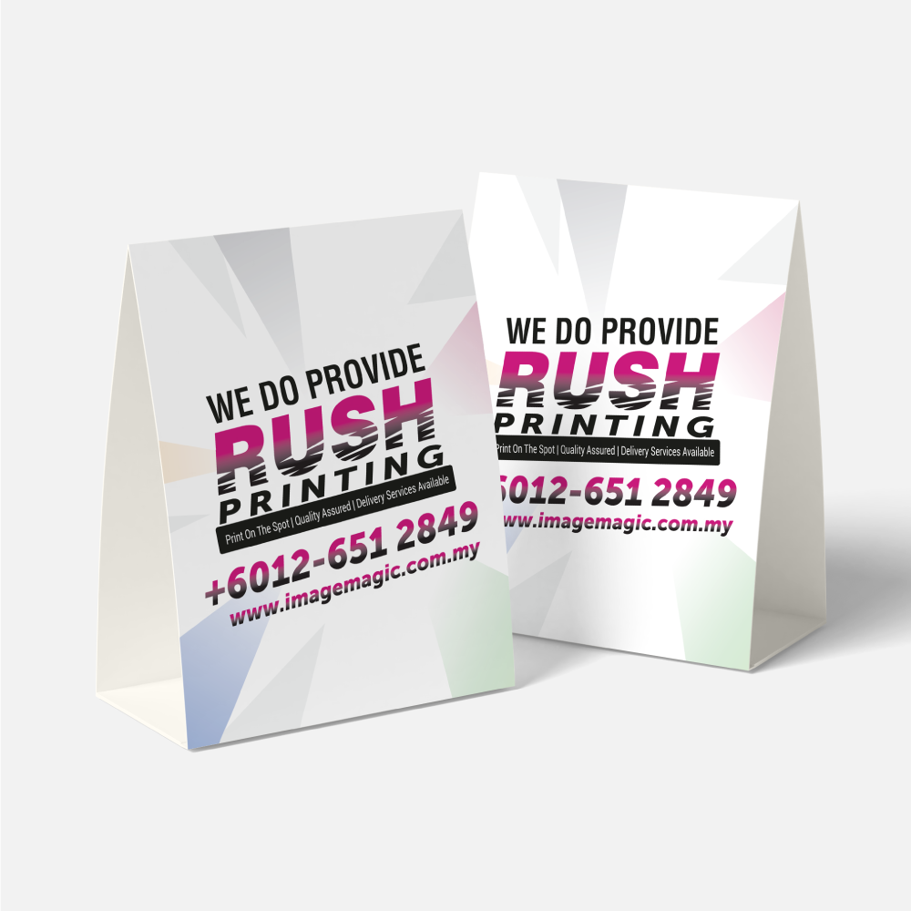 A5 Tent Card Printing Malaysia | Table Tent Display Cards | 310gsm Art Card