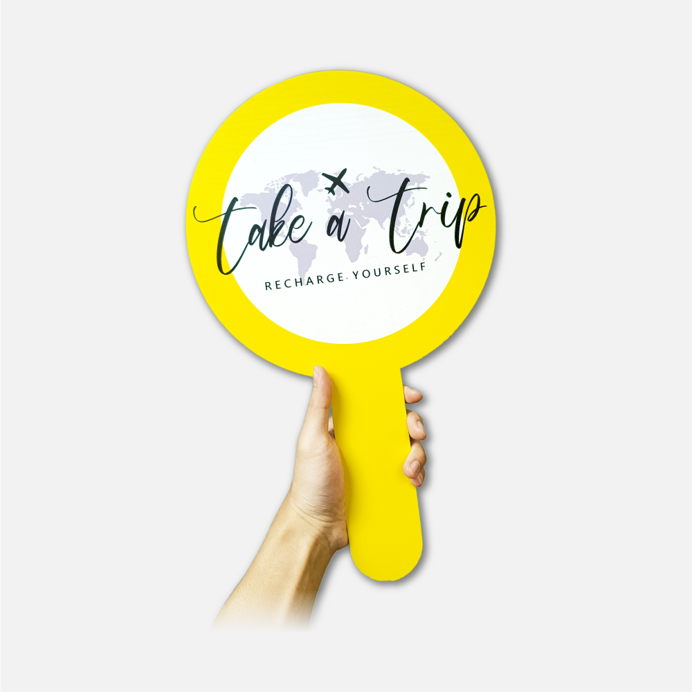 Display Prop Printing Malaysia | Handheld Tour Guide & Event Signboard