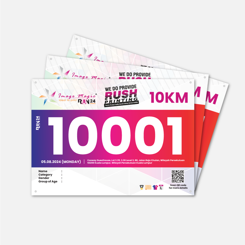 Custom Marathon Running Bibs Malaysia | Race Number + QR / Barcode Printing
