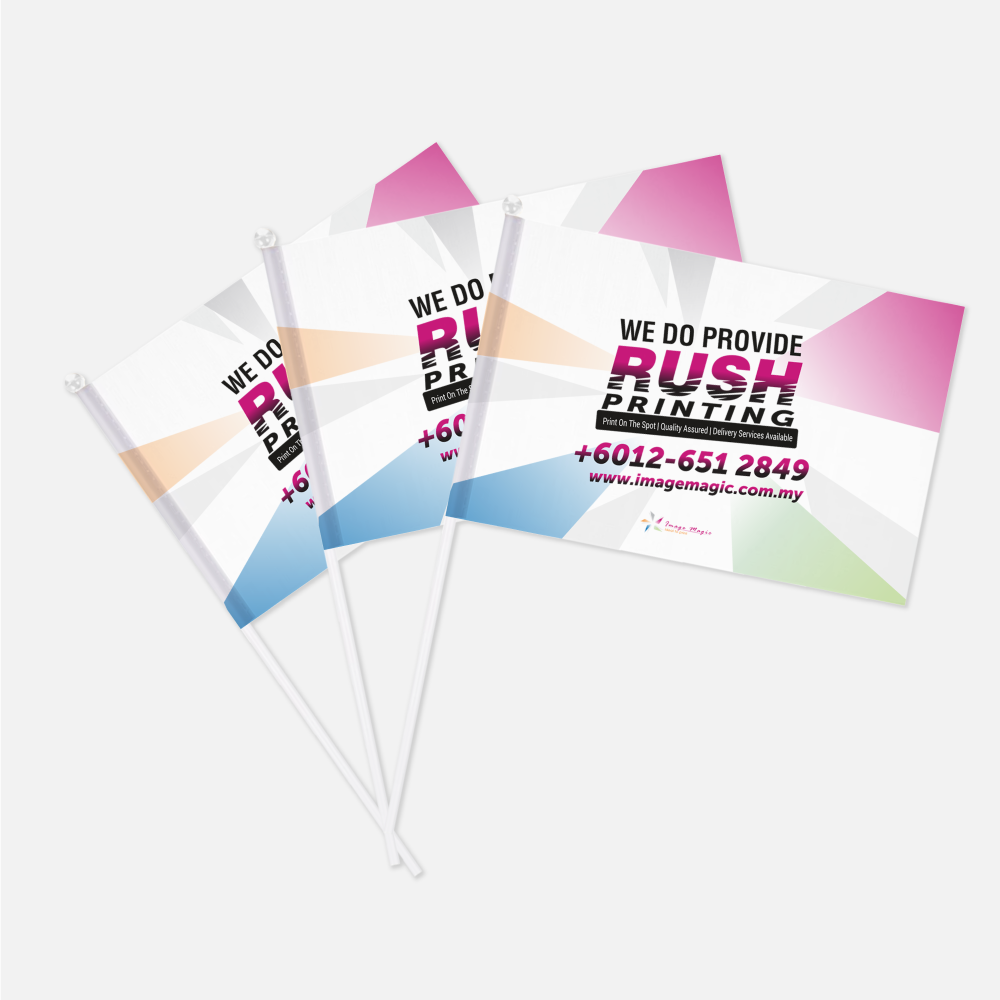 Mini Handheld Flag Printing Malaysia | Custom Event Flags (Min 10pcs)