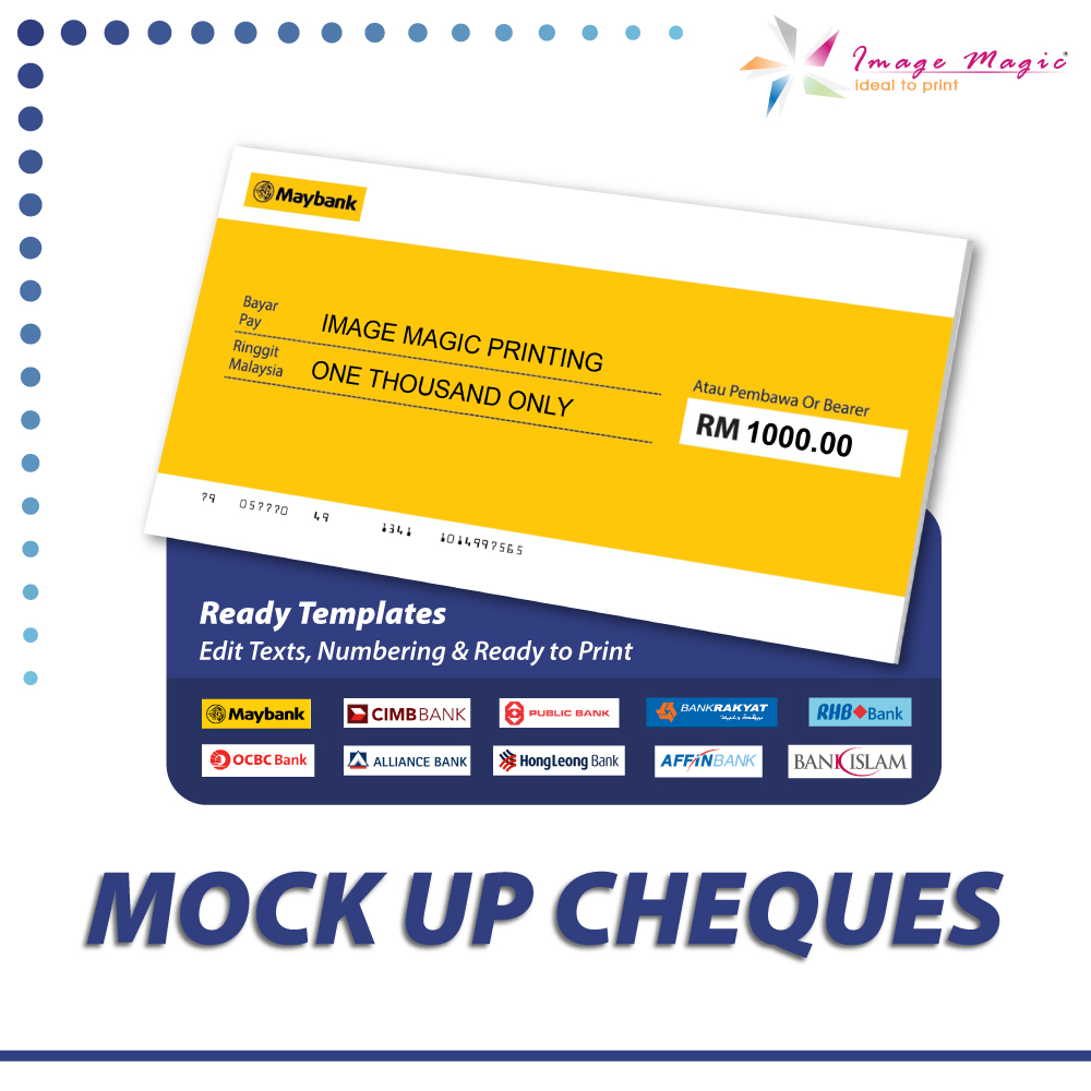 Custom Mock Cheque Printing Malaysia | Image Magic