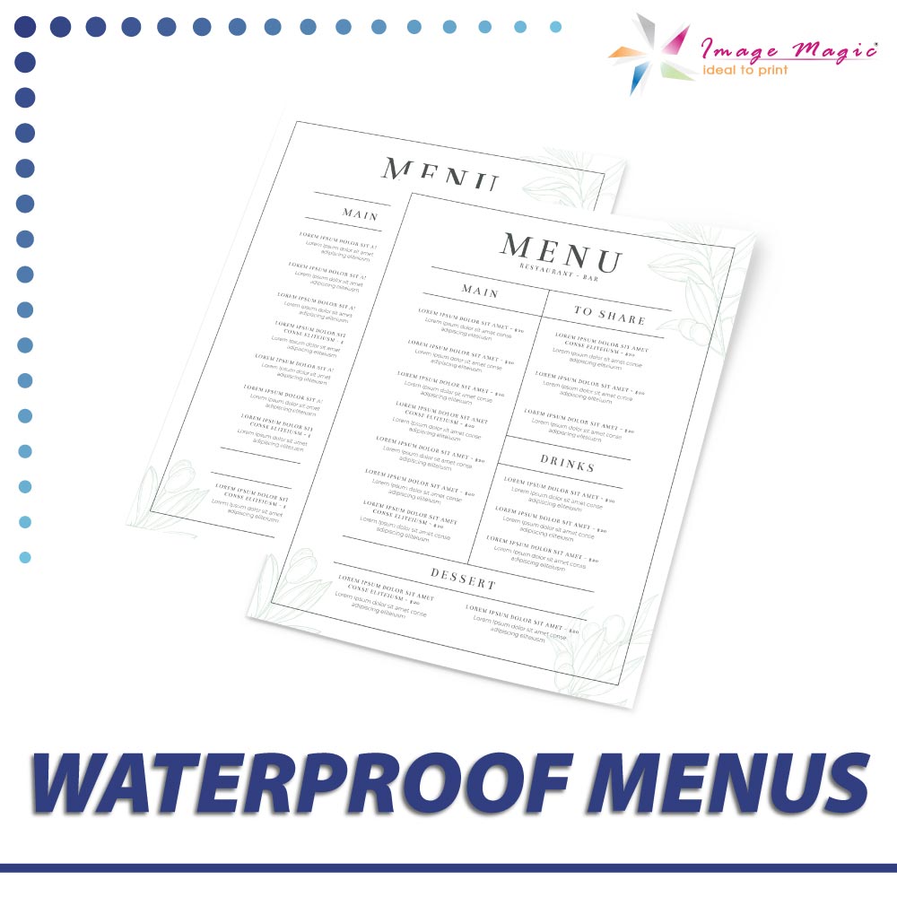 Menu Print | Waterproof Menu | Food Menu Print
