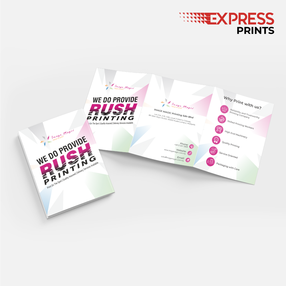 Express Long Brochure Printing Malaysia | Fast Folded Flyers from 10 pcs